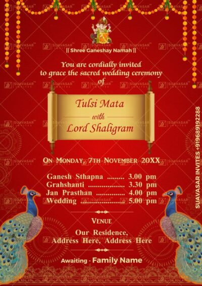 Elegant Tulsi Vivah Invitation ECard 02 - Suavasar Invites