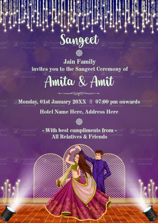 Customized Sangeet Ceremony Invitation ECard 05 - Suavasar Invites