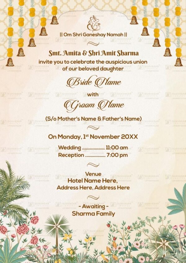 Elite Hindu Wedding Invitation Card 47 - Suavasar Invites