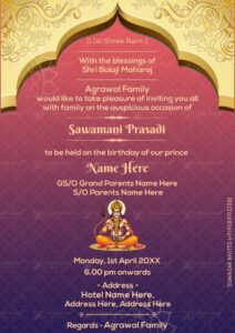 Custom Sawamani Prasadi Invitation Ecard 04 - Suavasar Invites