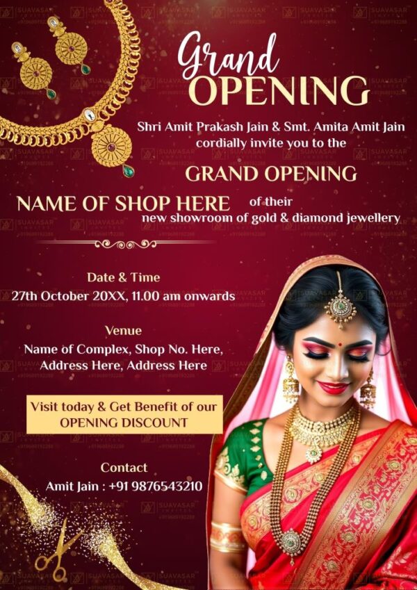Dazzling Jewellery Shop Opening Invitation Ecard 02 - Suavasar Invites