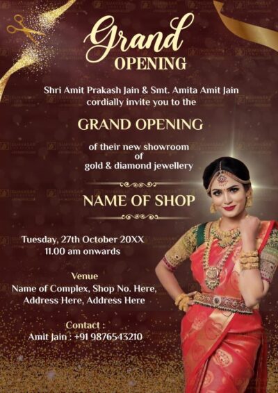 Stunning Jewellery Shop Opening Invitation Ecard 05 - Suavasar Invites