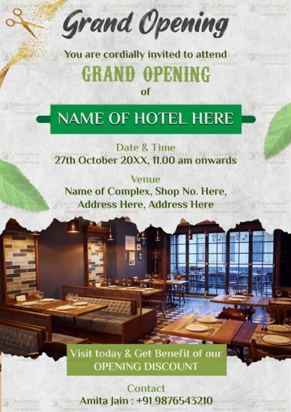 Unique Restaurant Opening Invitation Ecard 06 - Suavasar Invites