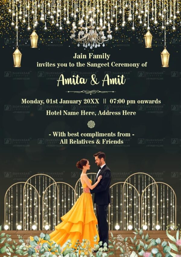 Personalized Sangeet Ceremony Invitation ECard 08 - Suavasar Invites